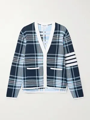 Thom Browne Checked Cotton-blend Jacquard Cardigan