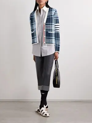 Thom Browne Checked Cotton-blend Jacquard Cardigan