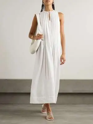 Bondi Born Nikko Pleated Organic Linen Maxi Dress