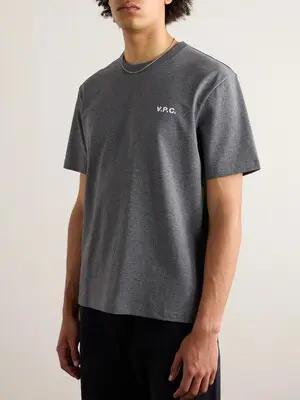 A.p.c. Logo-flocked Cotton-jersey T-shirt - Gray