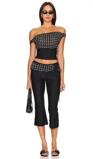 FAIT PAR FOUTCH Remi Mesh Top With Ribbed Hem