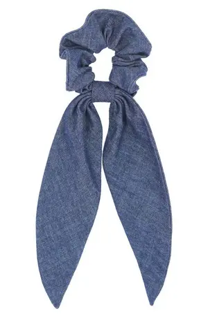 Alexandre De Paris Chambray Bow Scrunchie - Blue