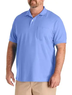 HARBOR BAY BY DXL Big & Tall Pocket Piqué Polo Shirt - Hydrangea