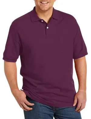 HARBOR BAY BY DXL Big & Tall Pocket Piqué Polo Shirt - Potent Purple