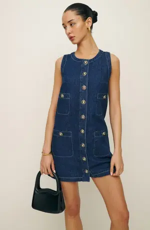 REFORMATION Tropez Sleeveless Denim Mini Dress - Salinas
