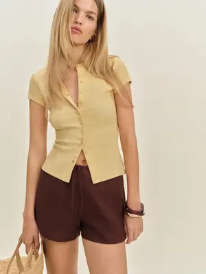 REFORMATION Raelynn Knit Top Yellow