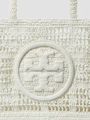 Tory Burch Ella Crochet Straw Tote Bag - White