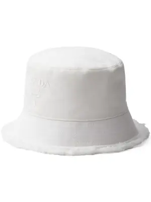 Prada Logo-embroidered Bucket Hat - White
