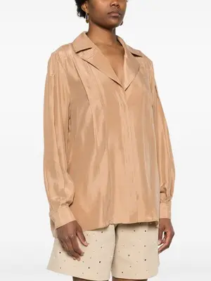 Alberta Ferretti Plissé-detailed Silk Shirt