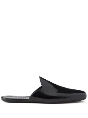 Prada Logo-embossed Leather Slippers - Black