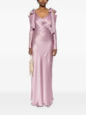 Alberta Ferretti Satin Draped Maxi Dress