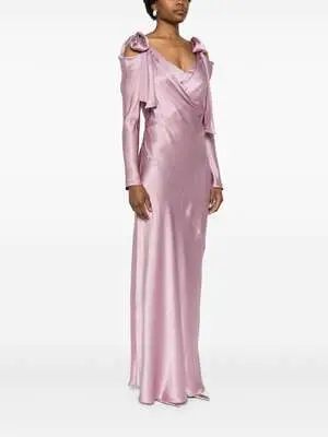 Alberta Ferretti Satin Draped Maxi Dress