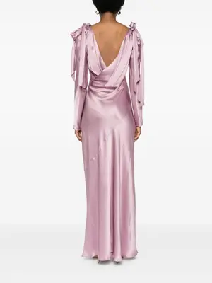 Alberta Ferretti Satin Draped Maxi Dress