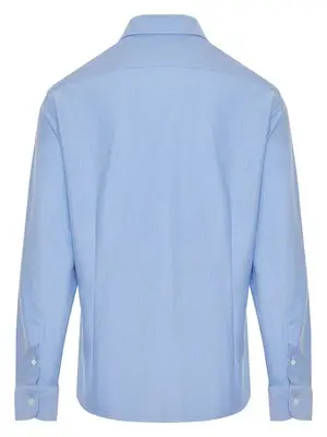 Fedeli Ong-sleeve Poplin Shirt - Blue