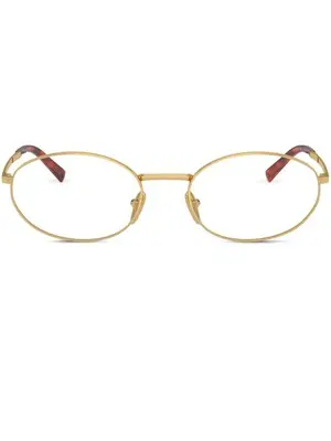 Prada Metallic Oval-frame Glasses - Gold