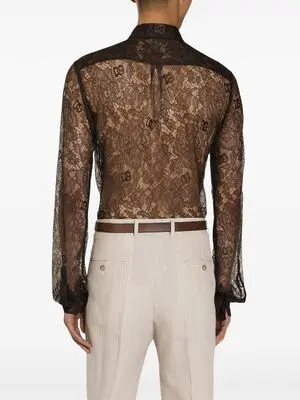 Dolce & Gabbana Chantilly Lace Semi-sheer Shirt - Brown