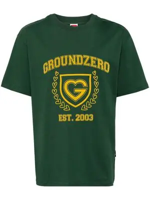 GROUND ZERO Logo-print Cotton T-shirt - Green