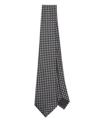 Giorgio Armani Patterned Jacquard Silk Tie - Black