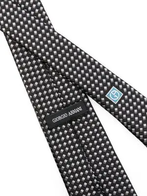 Giorgio Armani Patterned Jacquard Silk Tie - Black