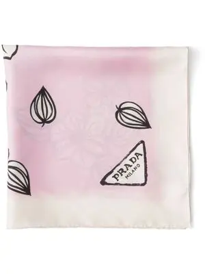 Prada Floral-print Twill Scarf - Pink