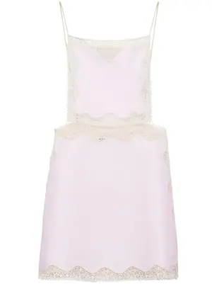 Prada Lace-trimmed Linen Minidress