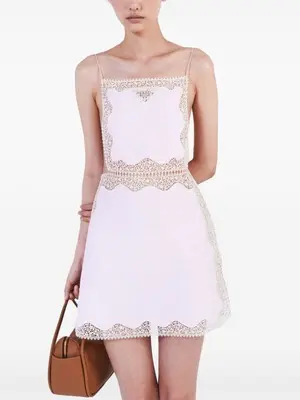 Prada Lace-trimmed Linen Minidress