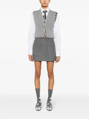 Thom Browne 4-bar Stripe Intarsia-knit Vest - Grey