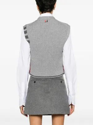 Thom Browne 4-bar Stripe Intarsia-knit Vest - Grey