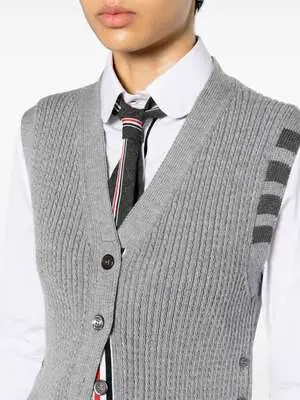 Thom Browne 4-bar Stripe Intarsia-knit Vest - Grey