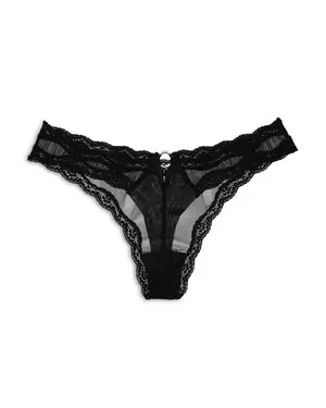 FLEUR DU MAL Sheer Tulle Thong - Black