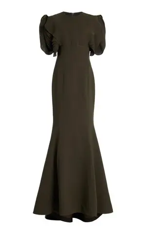 CARLA ZAMPATTI Petal-sleeve Gown - Green
