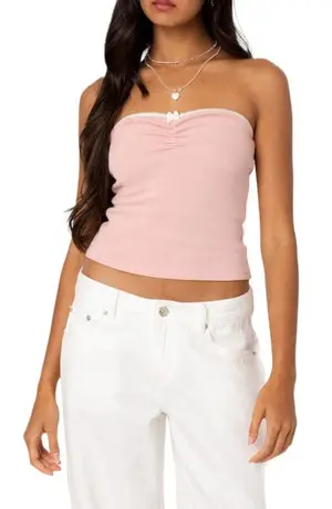 EDIKTED Kacey Waffle Knit Tube Top