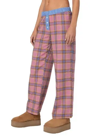 EDIKTED Plaid Lounge Pants
