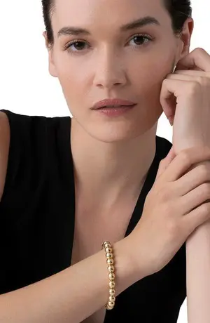 Lagos Signature Caviar Beaded Stretch Bracelet - Gold