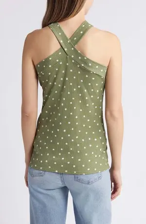 Loveappella Polka Dot Halter Top - Sage