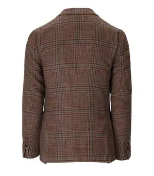SANTANIELLO Tartan Single Breasted Jacket - Brown