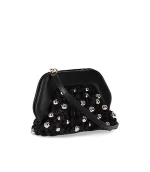 THEMOIRE Gea Straw Beaded Clutch - Black