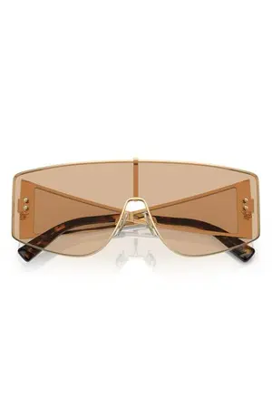 Dolce & Gabbana 144mm Shield Sunglasses - Light Gold