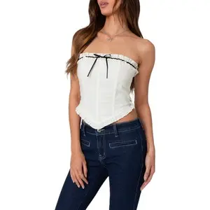 EDIKTED Coralie Ruffle Trim Corset Top