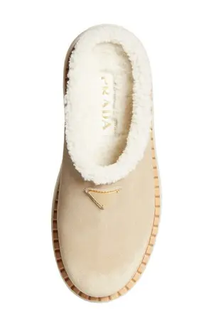 Prada Evolve Genuine Shearling Clog - Ecru