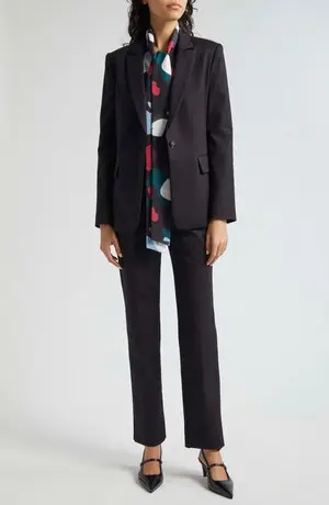 Emporio Armani Floral Tie Neck Crepe Shirt