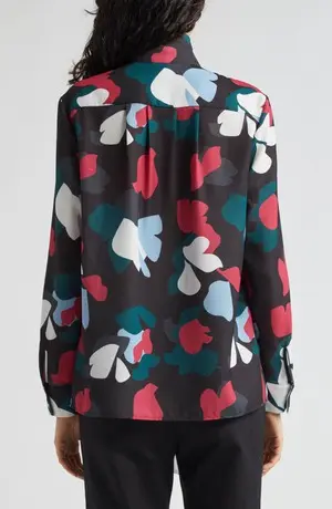Emporio Armani Floral Tie Neck Crepe Shirt