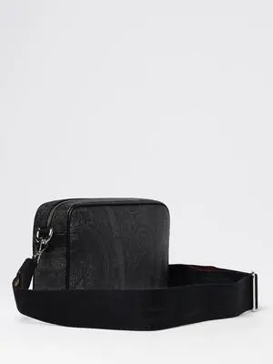 Etro Coated Cotton Bag With Paisley Print - Black