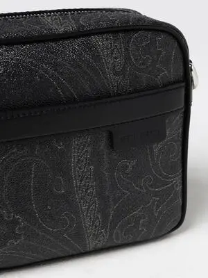 Etro Coated Cotton Bag With Paisley Print - Black