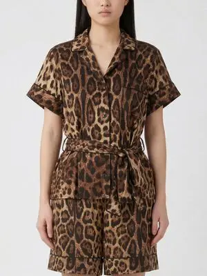 Dolce & Gabbana Animalier Printed Silk Shirt - Brown
