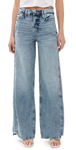 Good American Wide Leg Step Insert Jeans