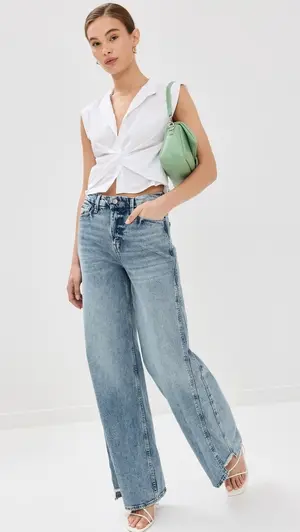 Good American Wide Leg Step Insert Jeans