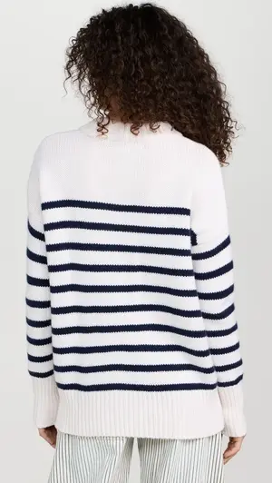 LA LIGNE Marin Striped Crewneck Sweater - Cream/navy