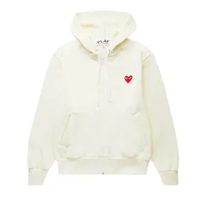 Play Comme Des Garcon Zip Hooded Sweatshirt - Cream