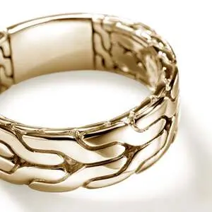 John Hardy Carved Chain Band Ring 8mm - Gold